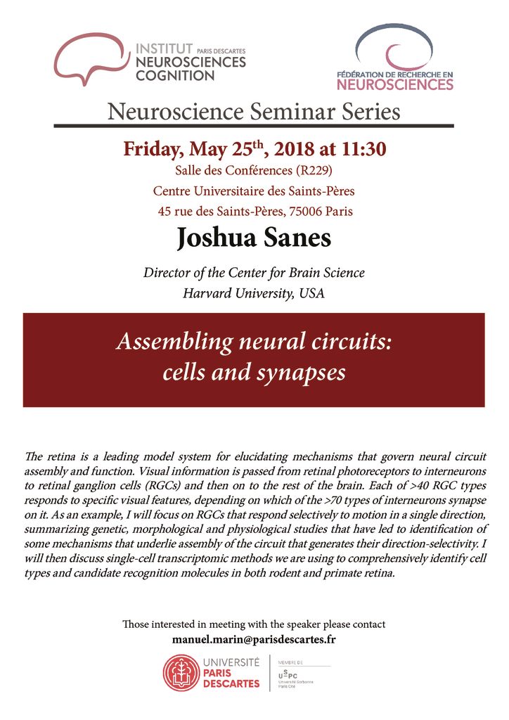 Friday, May 25th – Josh Sanes (Harvard University, USA) | The Institute ...